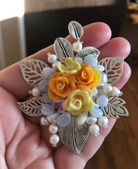 Украшения Ручная Работаs Instagram Post “Брошь Зефирная В броше использованы натуральные