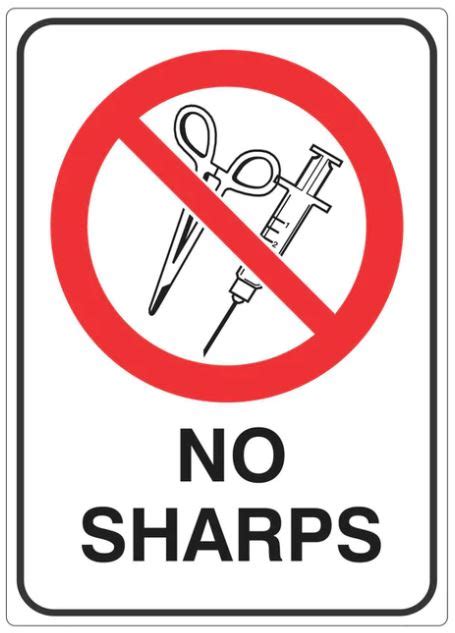Prohibition Safety Sign Stickers No Sharps Southern Cross Industrial Group