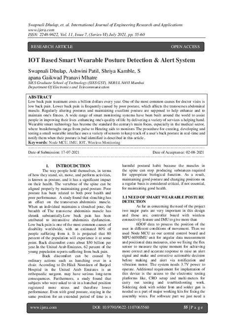Pdf Iot Based Smart Wearable Posture Detection And Alert System