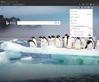 If I Want A Clean Look On Bings Homepage When I Startup Bing Like