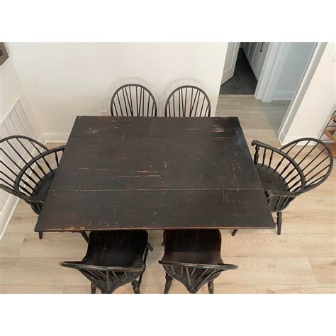 1980s Nichols And Stone Dining Set Queen Anne Drop Leaf Rectangle Dining Table 2 End Chairs