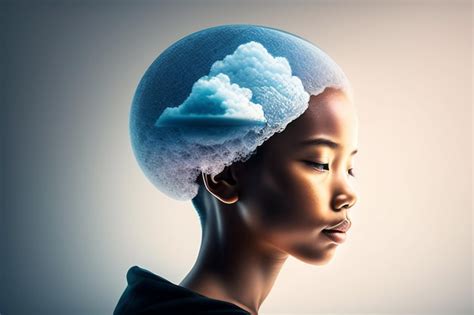 Premium Photo Creative Cloud Concept In Digital Cloudscape And Humanoid