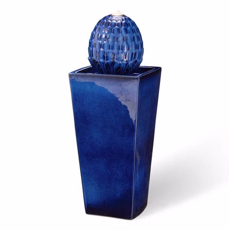 Glitzhome 3575 Outdoor Ceramic Pedestal Fountain W Pump Led Light