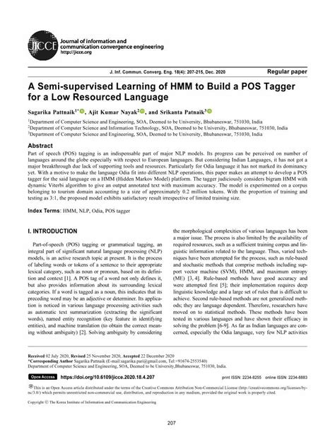 pdf regular paper a semi supervised learning of hmm to build a
