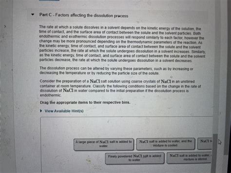 Solved Part A The Properties Of A Solute And Its