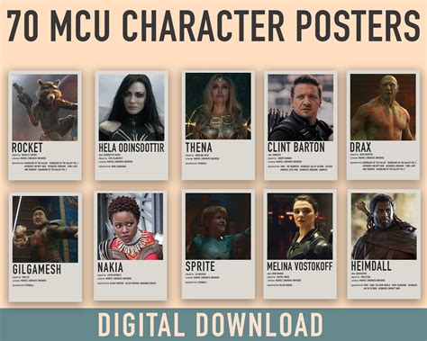 70 Pack Mcu Character Mini Posters Digital Download Etsy