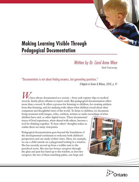 Making Learning Visible Through Pedagogi Publications Ontario