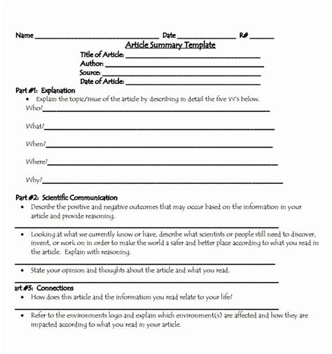 Summary Document Template Peterainsworth