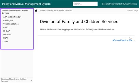 Site Overview And Navigation Menus Policy And Manual Management System Pamms