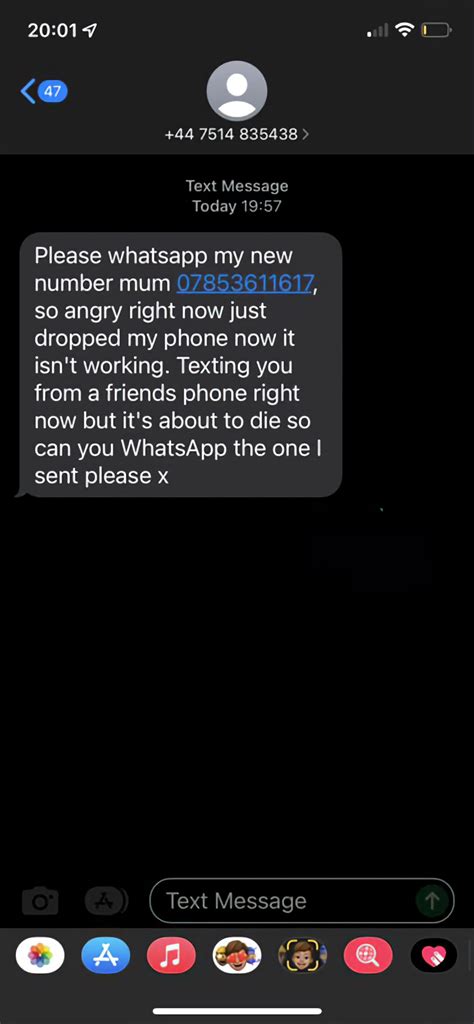 Hi Mum Whatsapp Scam 07853611617 Rscamnumbersuk