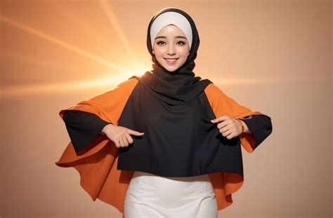 Premium Ai Image Happy Model Mowen Muslimah Islamic