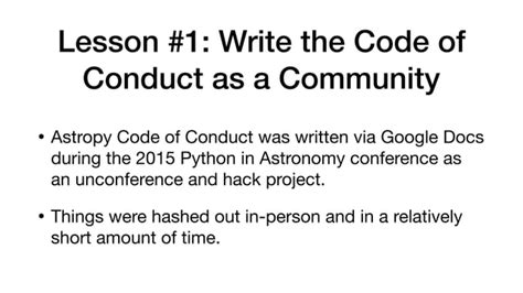 Lessons From The Astropy Code Of Conduct Ppt