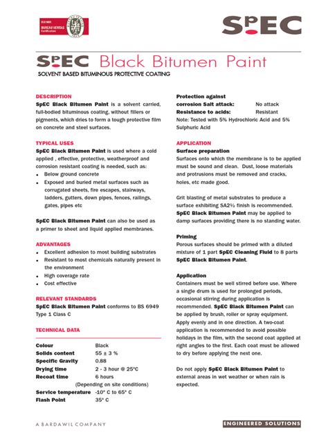 Specification Black Bitumen Paint Pdf Paint Coating