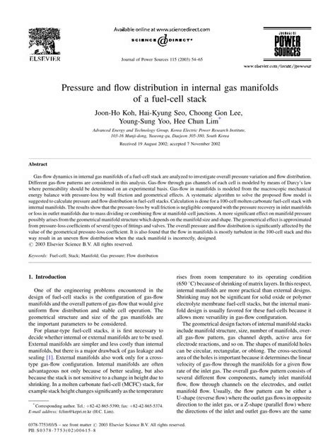 Pdf Pressure And Flow Distribution In Internal Gas Manifolds Of A
