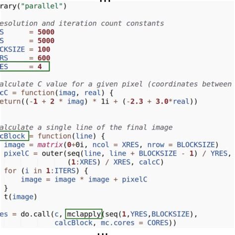 Parallel Code Parts Of An R Program For Calculating A Mandelbrot Download Scientific Diagram