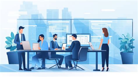 Group Of Business People And Software Developers Working As A Team In Office Stock Illustration