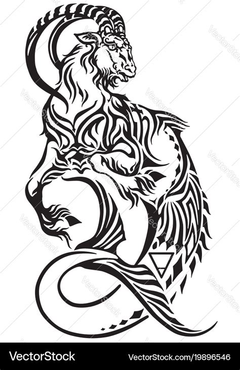 Capricorn Zodiac Tattoo Royalty Free Vector Image