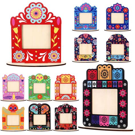 Pinkunn 12 Pcs Day Of The Dead Altar Photo Frames Dia De Los Muertos