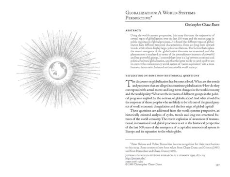 Pdf ‘globalization A World Systems Perspective