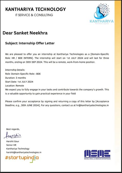 Sanket Neekhra On Linkedin Harshgupta Internship Grateful
