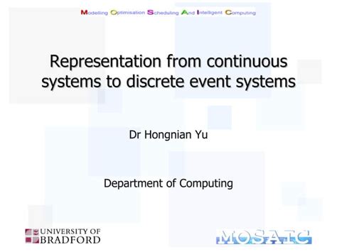 Continuous Systems To Discrete Event Systems Ppt