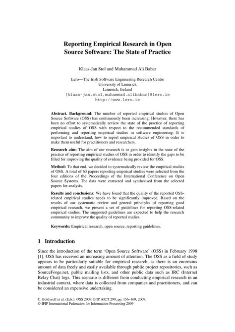 Pdf Reporting Empirical Research In Open Source Software The State
