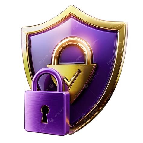 Digital Security Emblem Featuring A Golden Shield And Lock Security