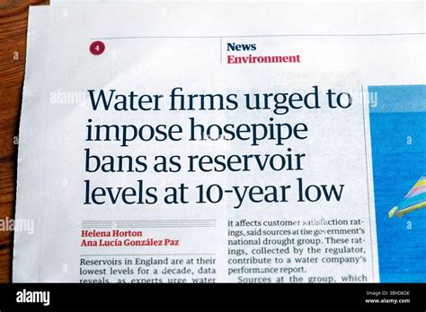 Water Firms Urged To Impose Hosepipe Bans As Reservoir Levels At 10