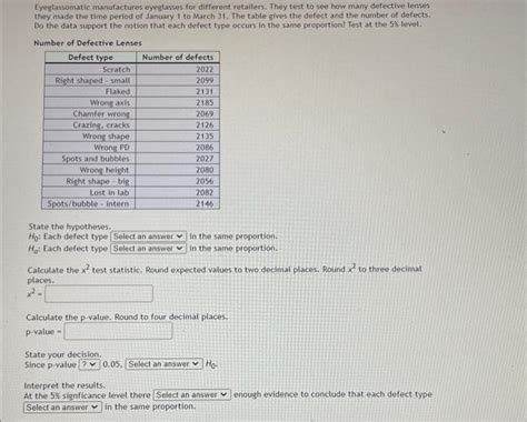 Solved Each Defect Type Occurs Does Not Occur X2 P