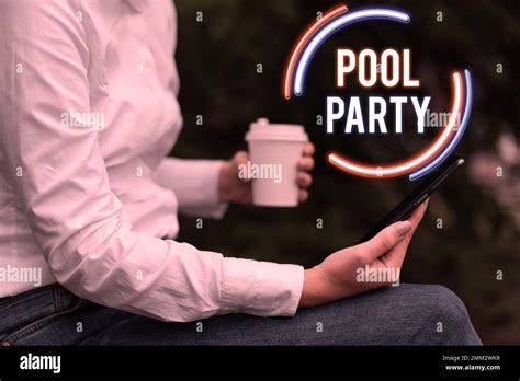 Text Caption Presenting Pool Party Business Concept Celebration That