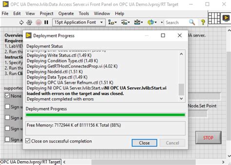 Ni Opc Ua Serverlvlibstartvi Loaded With Errors On The Target And Was Closed Ni