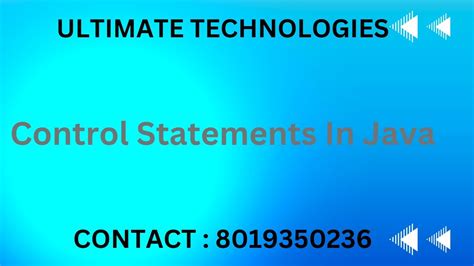 Control Statements In Java Youtube