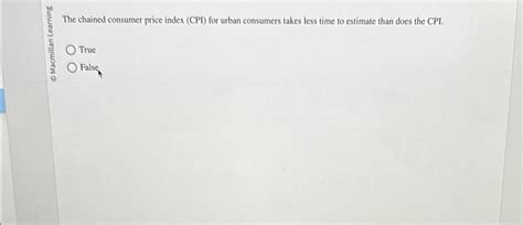 Solved The Chained Consumer Price Index CPI For Urban Chegg Com
