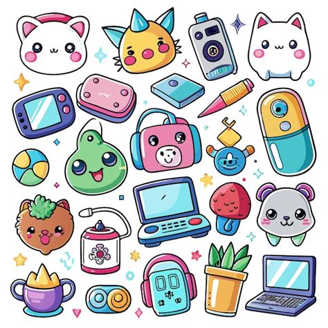 Colorful Kawaii Cartoon Characters And Objects Premium Ai Generated Vector