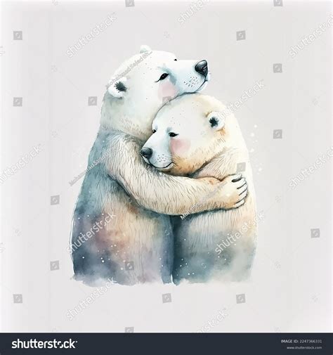 Two Cut Polar Bears Hugging On Stock Illustration 2247366331 Shutterstock