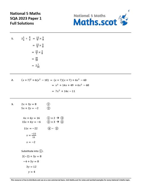 N5 Maths 2023 Paper 1 Solutions Pdf Elementary Geometry Euclidean
