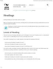 APA Levels Of Heading Pdf Headings Https Apastyle Apa Org Style Grammar Guidelines Paper