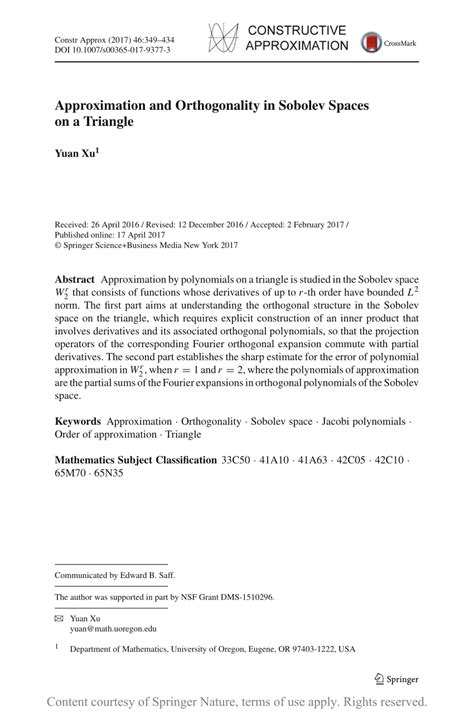 approximation and orthogonality in sobolev spaces on a triangle