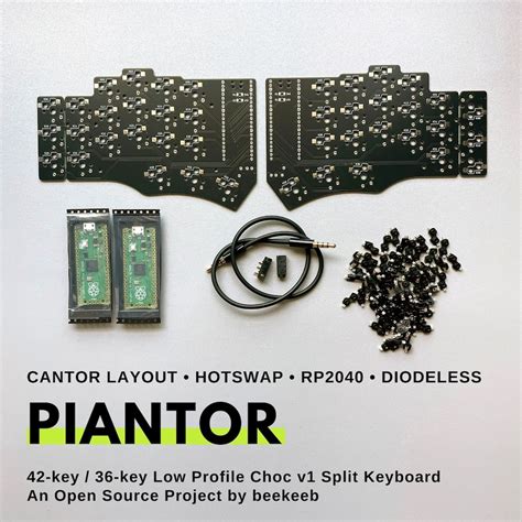 Piantor Cantor Layout With Hotswap 42 Keys 36 Keys Diodeless Rp2040