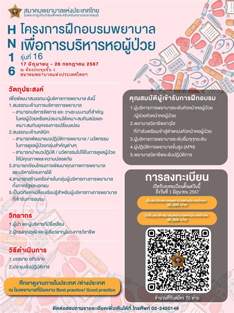 โครงการฝึกอบรมพยาบาลเพื่อการบริหารหอผู้ป่วย รุ่นที่ 16 สมาคมพยาบาลแห่งประเทศไทย