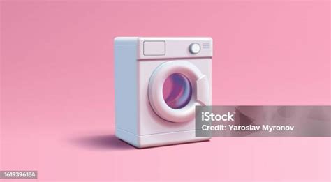 세탁기 사실적인 3d 그림 가정용 또는 세탁 장비 분홍색 배경에 렌더링 세탁기에 대한 스톡 벡터 아트 및 기타 이미지 세탁기 3차원 형태 주방용 기기 Istock