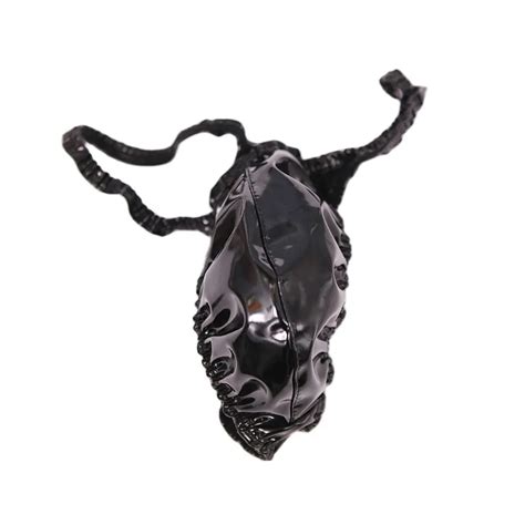 섹시한 남자 라텍스 Pvc 반짝이는 U 볼록한 주머니 팬티 낮은 상승 G 문자열 젖은 모양 섹시한 끈 팬티 딱정벌레 주름 U 벌지 Carapace 속옷 F