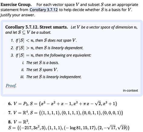 solved exercise group for each vector space v and subset s