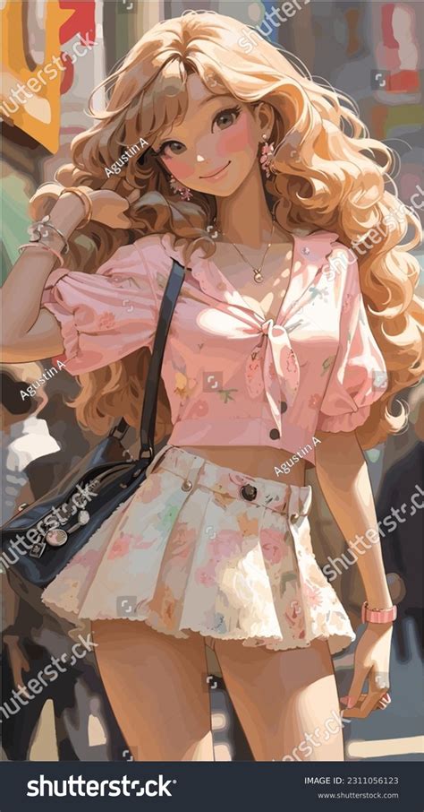 Anime Girl Gal Gyaru Smiling Blond Stock Vector Royalty 46 Off