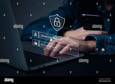 Cybersecurity Protect Privacy Data Online And Password For Laptop