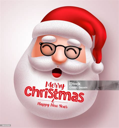 크리스마스 산타 클로스 벡터 디자인입니다 긴 수염과 메리 크리스마스 인사말 텍스트산타 클로스 행복한 얼굴 산타 클로스에 대한
