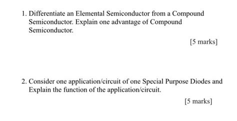 Solved 1 Differentiate An Elemental Semiconductor From A