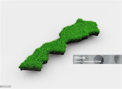 Morocco Map Soil Land Geology Cross Section Green Grass And Rock Ground