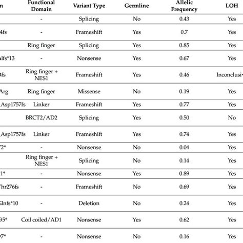 Brca1 2 Mutations Identified In Tumor Testing And Their Respective Loh Download Scientific