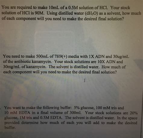 Solved You Are Required To Make L0mL Of A 0 5M Solution Of Chegg Com